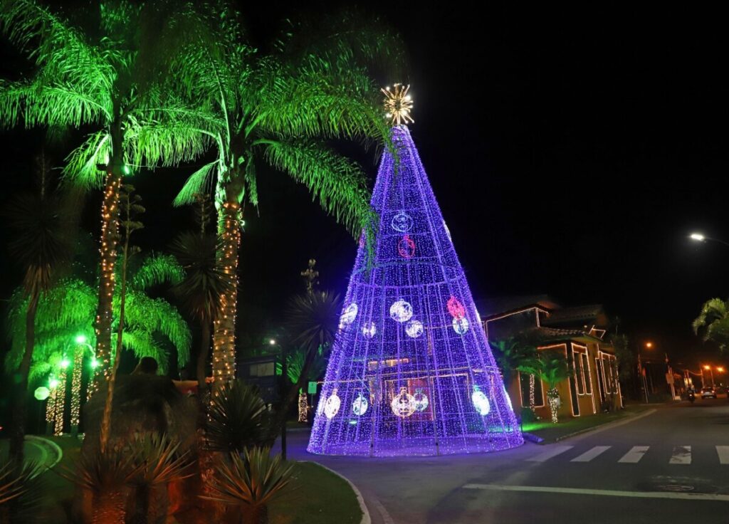 Árvores de Natal iluminam toda a cidade para a chegada das festas de ...